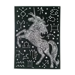 Quadro da colorare con disegno tracciato in velluto unicorno L121, 47x35cm