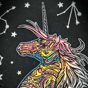 Quadro da colorare con disegno tracciato in velluto unicorno L121, 47x35cm