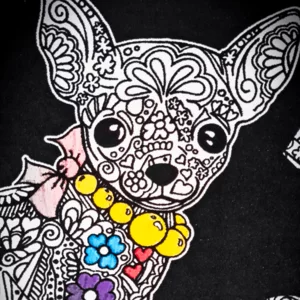 Quadro da colorare con disegno tracciato in velluto chihuahua L151, 47x35cm