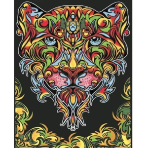 Quadro con disegno tracciato in velluto da colorare, Tiger prezzi bassi