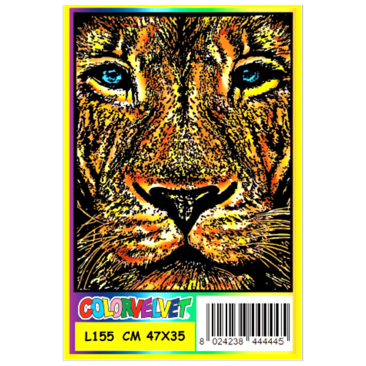 Quadro large con disegno in velluto da colorare: Leone Asiatico, 47x35cm