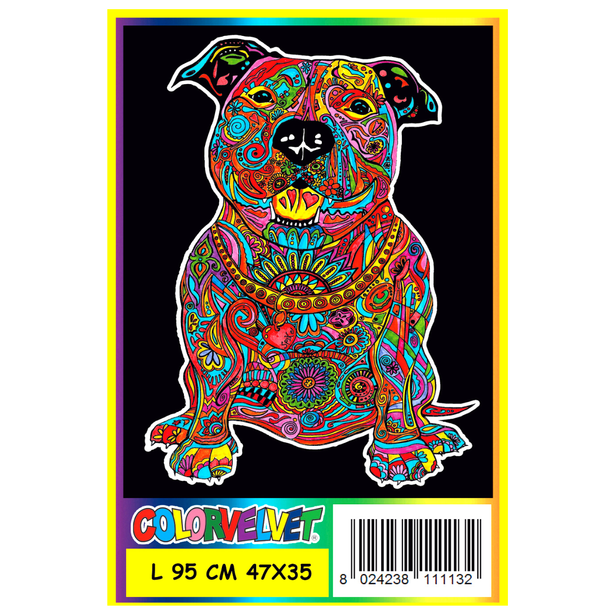 Quadro da colorare con disegno tracciato in velluto pitbull L95, 47x35 cm