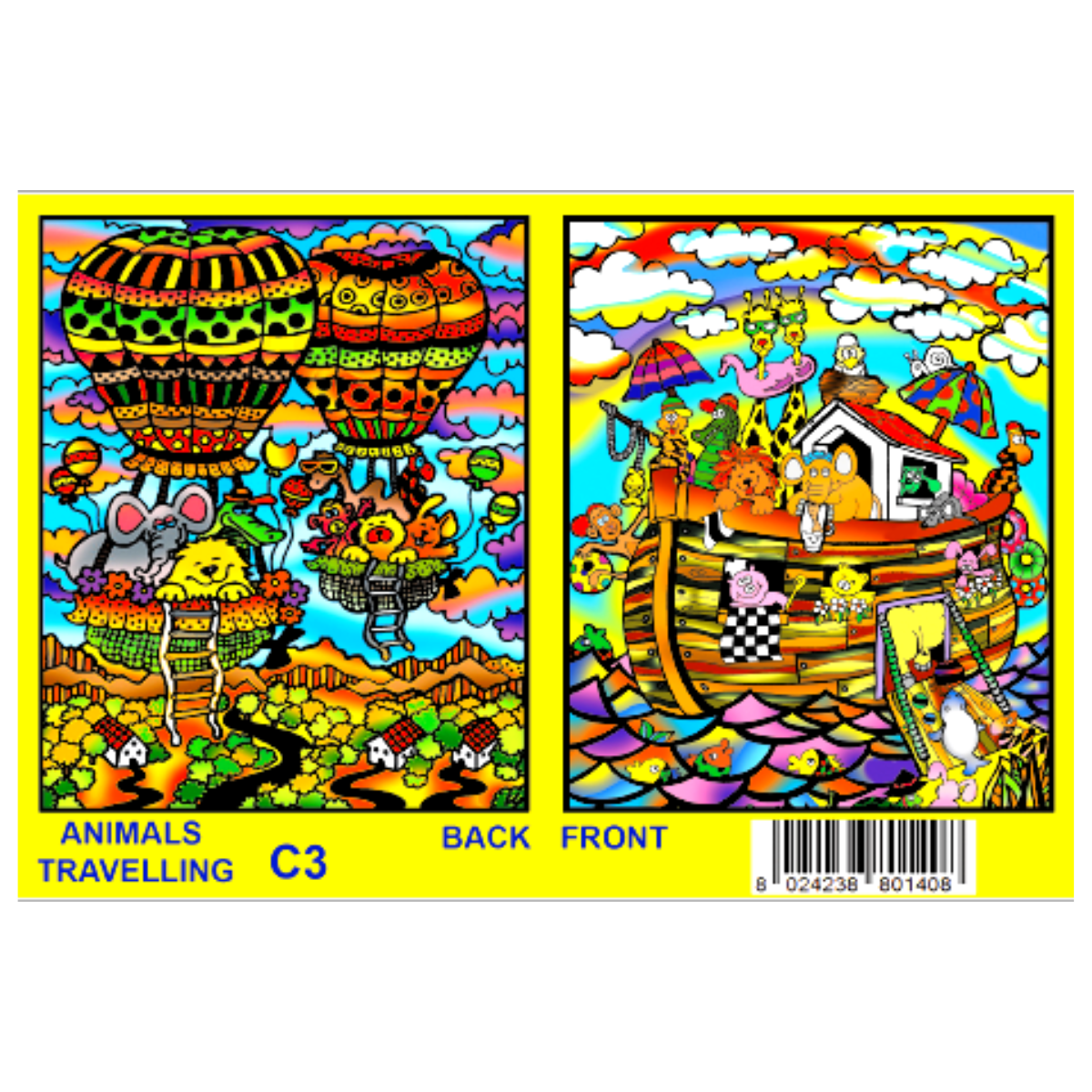 Raccoglitore con disegno in velluto da colorare, Arca di Noè, 27x37x4cm.